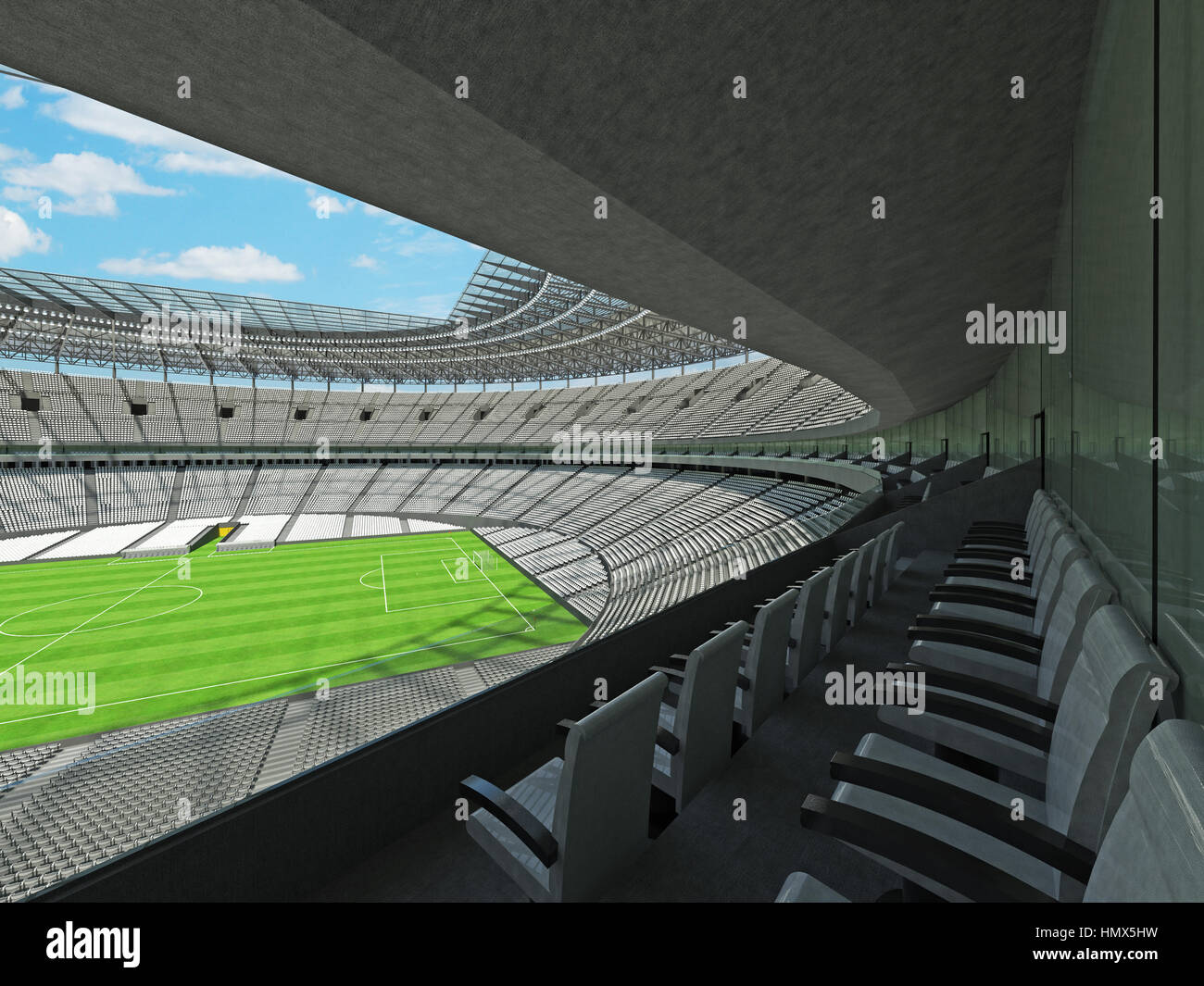 3D render of a round football - soccer stadium with white seats for ...