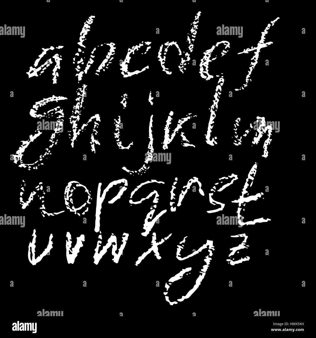 Handwritten vector chalked alphabet. Imitation texture of chalk. Modern ...