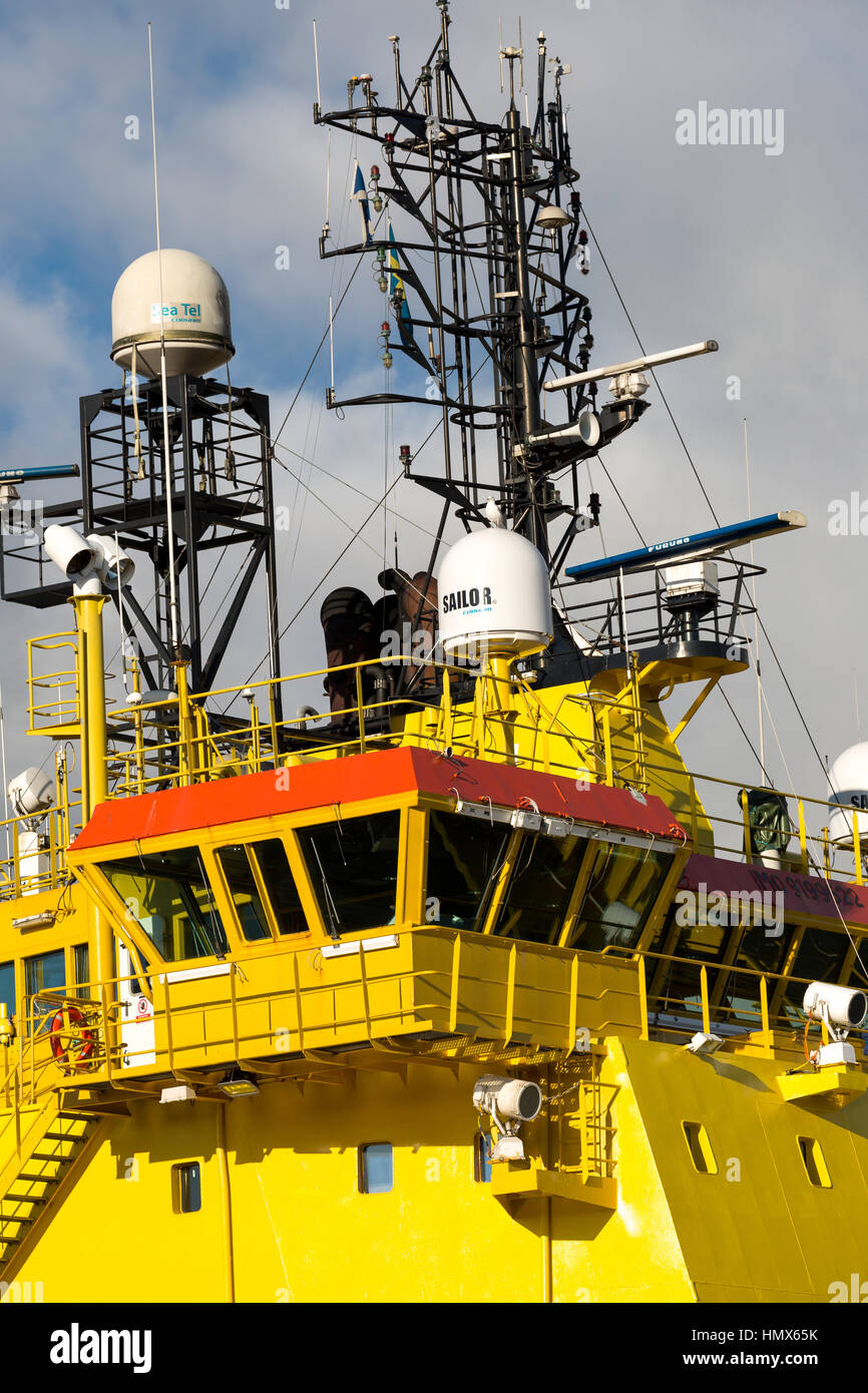 Viking yellow oil industry supply ships berthed Montrose Scotland UK ...
