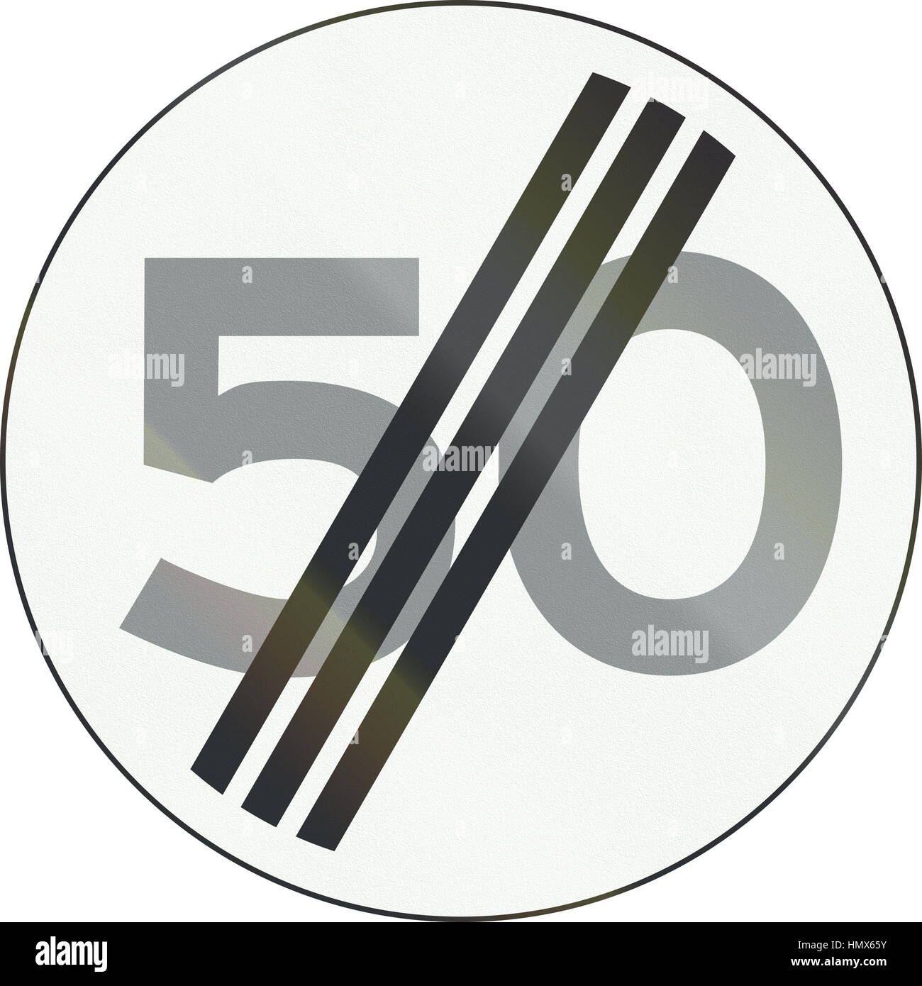 Dutch road sign A2 - End of speed limit 50 Kmh Stock Photo - Alamy