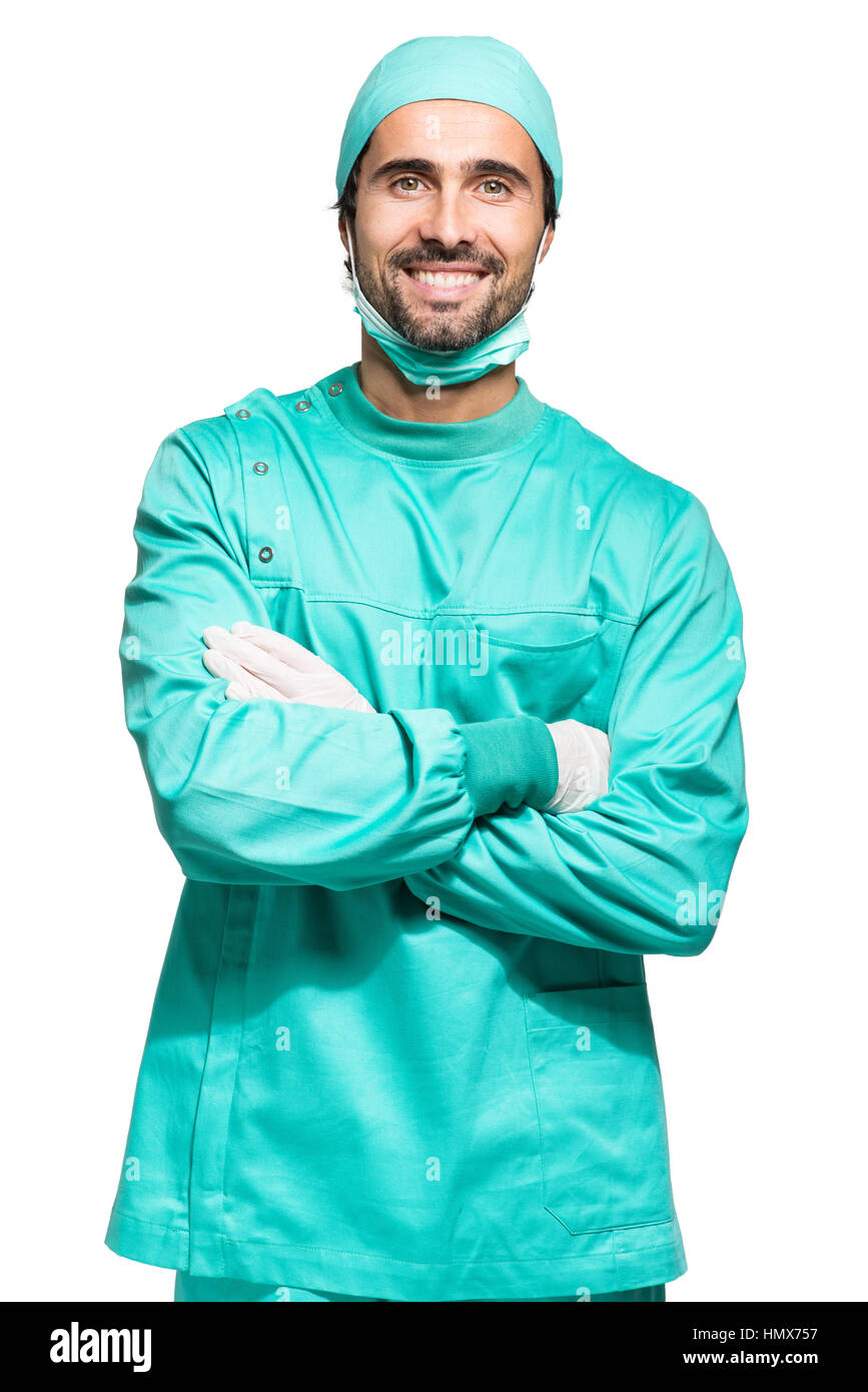 Portrait of a male surgeon. Isolated on white Stock Photo - Alamy