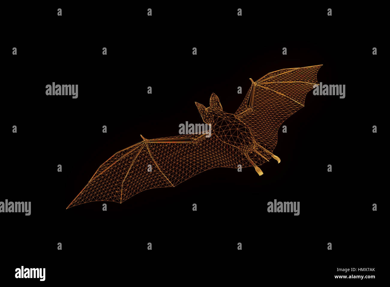 Giant Bat in Hologram Wireframe Style. Nice 3D Rendering Stock Photo ...
