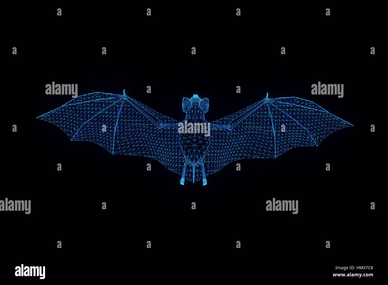 Giant Bat in Hologram Wireframe Style. Nice 3D Rendering Stock Photo ...