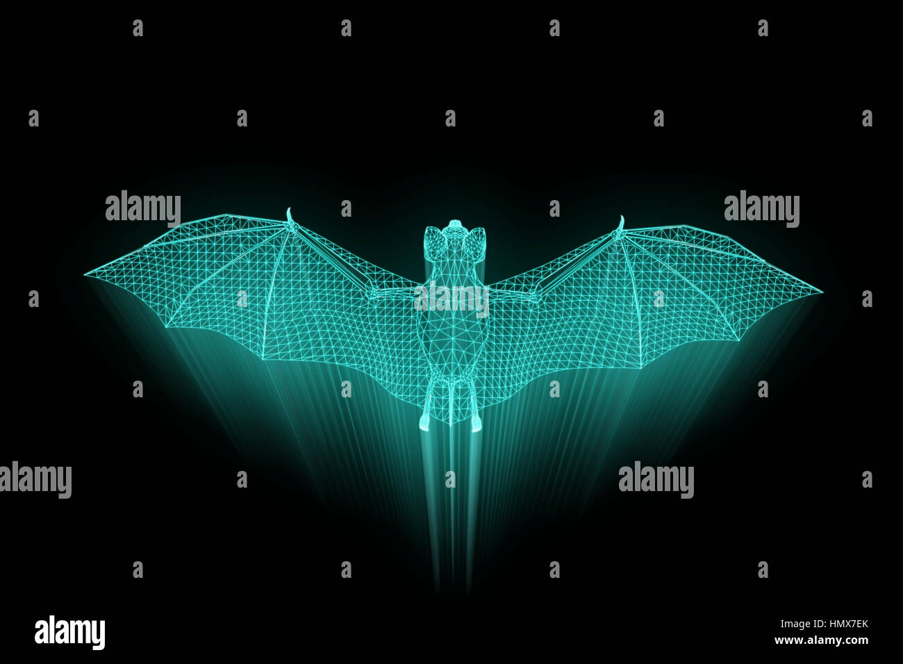 Giant Bat in Hologram Wireframe Style. Nice 3D Rendering Stock Photo ...