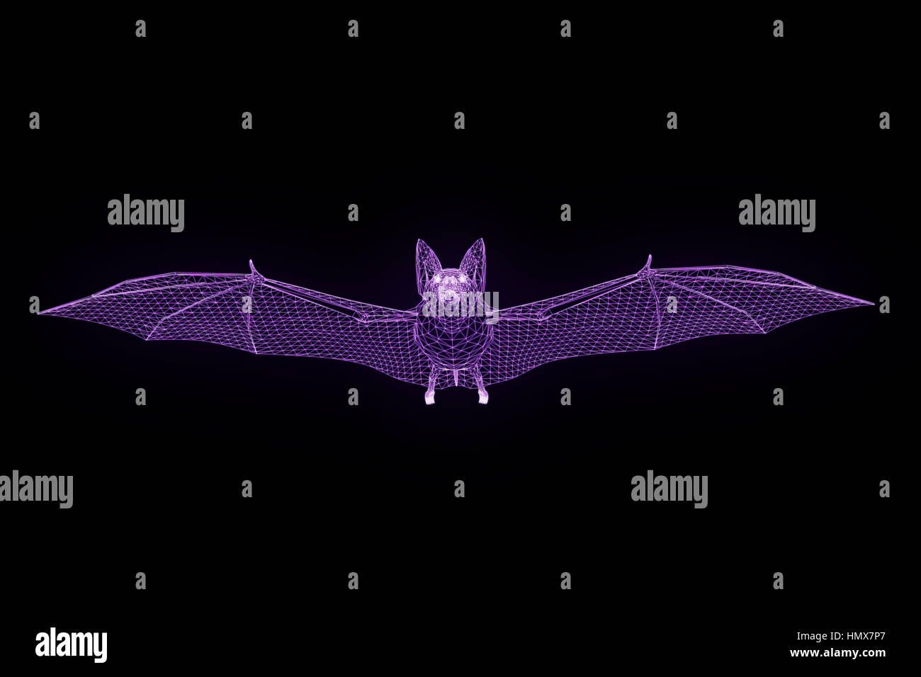 Giant Bat in Hologram Wireframe Style. Nice 3D Rendering Stock Photo ...