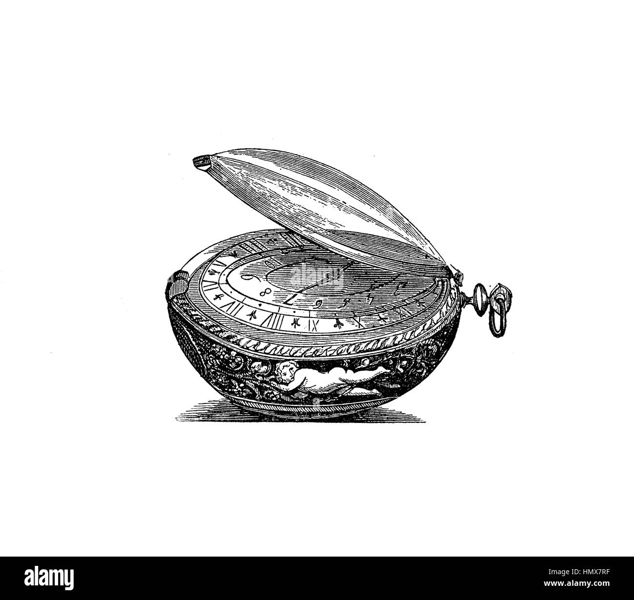 Antique pocket watch open-face with artistic decorations Stock Photo ...