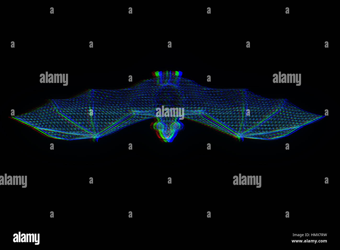 Giant Bat in Hologram Wireframe Style. Nice 3D Rendering Stock Photo ...