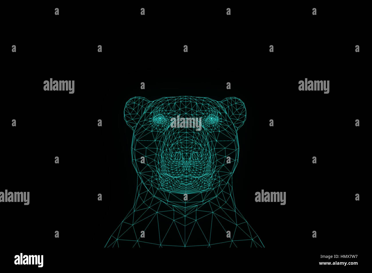 Bear in Hologram Wireframe Style. Nice 3D Rendering Stock Photo - Alamy