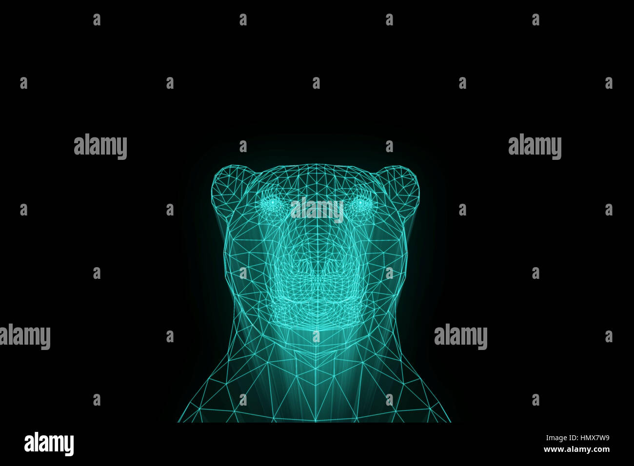 Bear in Hologram Wireframe Style. Nice 3D Rendering Stock Photo - Alamy