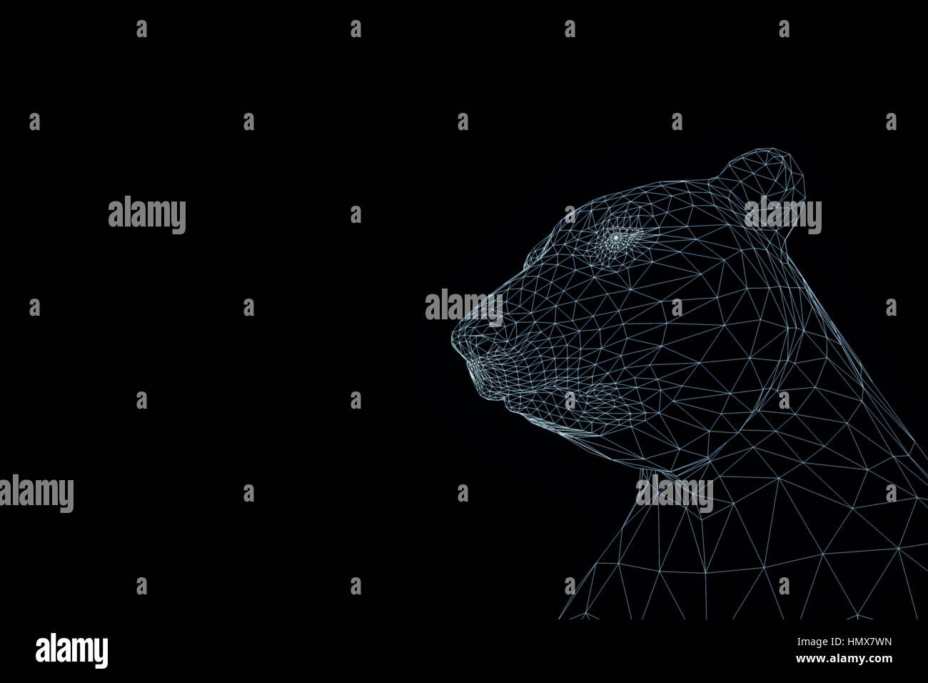 Bear in Hologram Wireframe Style. Nice 3D Rendering Stock Photo - Alamy