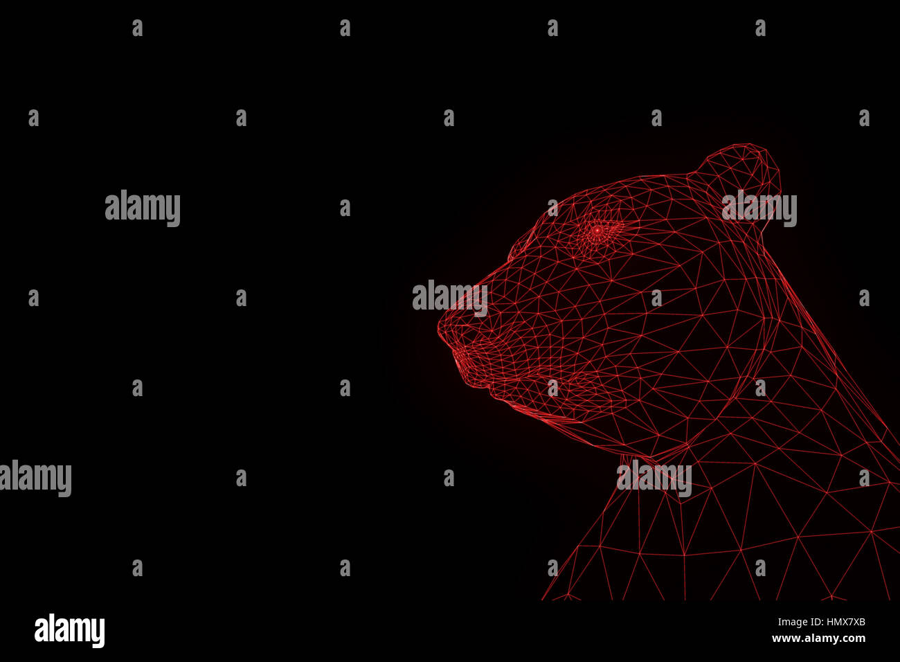 Bear in Hologram Wireframe Style. Nice 3D Rendering Stock Photo - Alamy