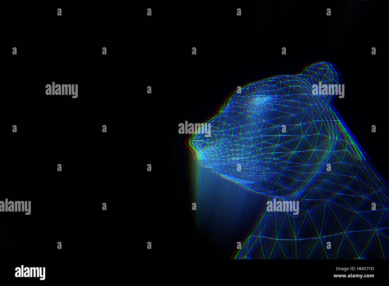 Bear in Hologram Wireframe Style. Nice 3D Rendering Stock Photo - Alamy