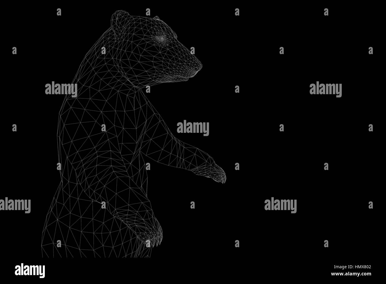 Bear in Hologram Wireframe Style. Nice 3D Rendering Stock Photo - Alamy