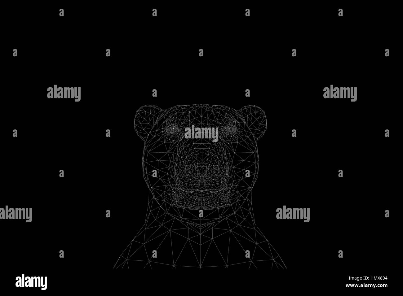 Bear in Hologram Wireframe Style. Nice 3D Rendering Stock Photo - Alamy