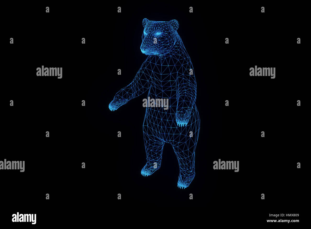 Bear in Hologram Wireframe Style. Nice 3D Rendering Stock Photo - Alamy