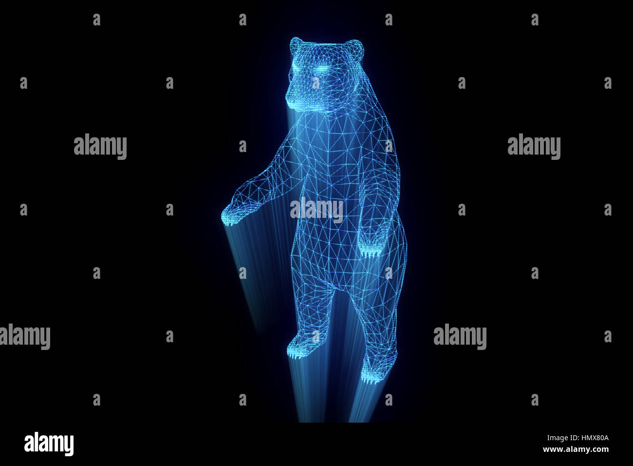 Bear in Hologram Wireframe Style. Nice 3D Rendering Stock Photo - Alamy