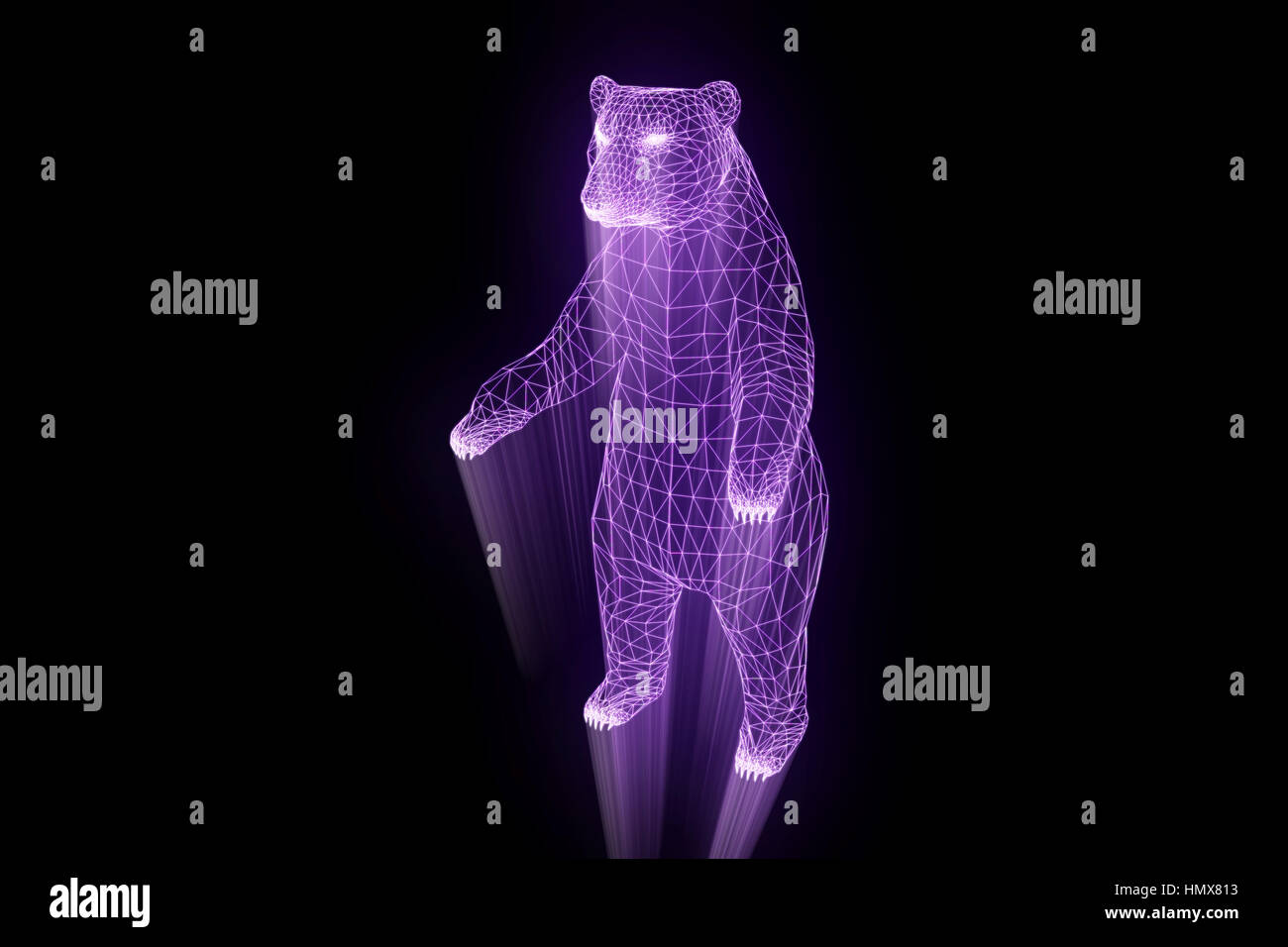 Bear in Hologram Wireframe Style. Nice 3D Rendering Stock Photo - Alamy