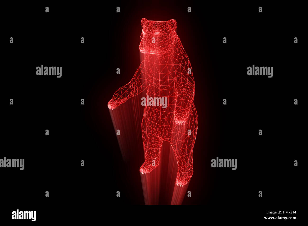 Bear in Hologram Wireframe Style. Nice 3D Rendering Stock Photo - Alamy