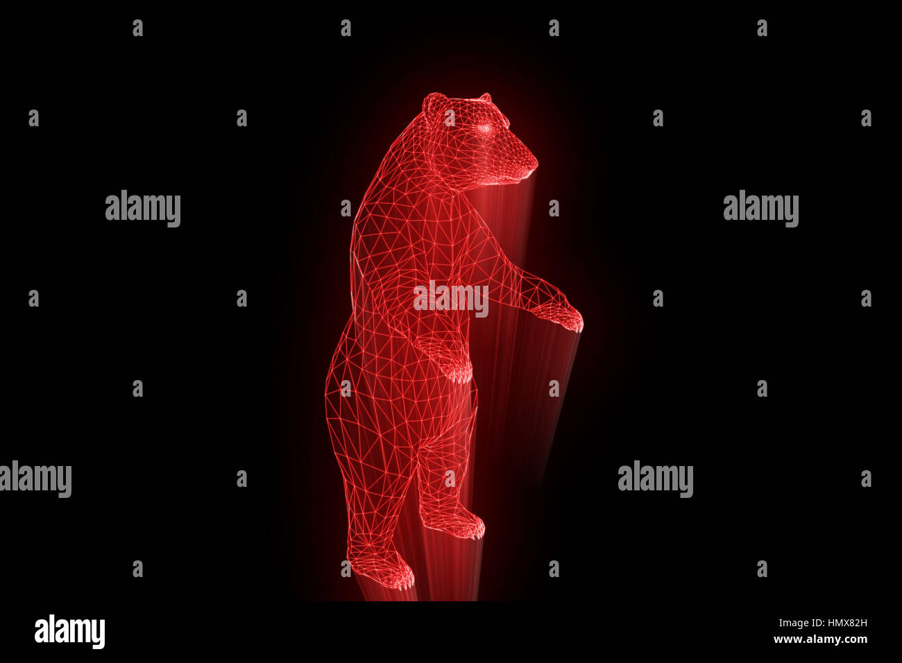 Bear in Hologram Wireframe Style. Nice 3D Rendering Stock Photo - Alamy
