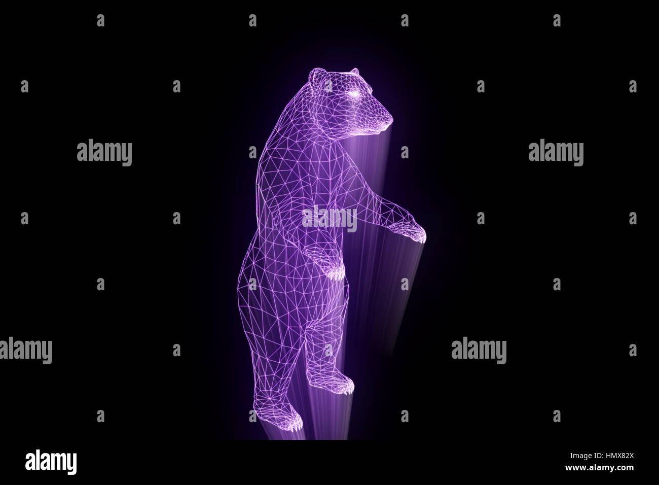 Bear in Hologram Wireframe Style. Nice 3D Rendering Stock Photo - Alamy