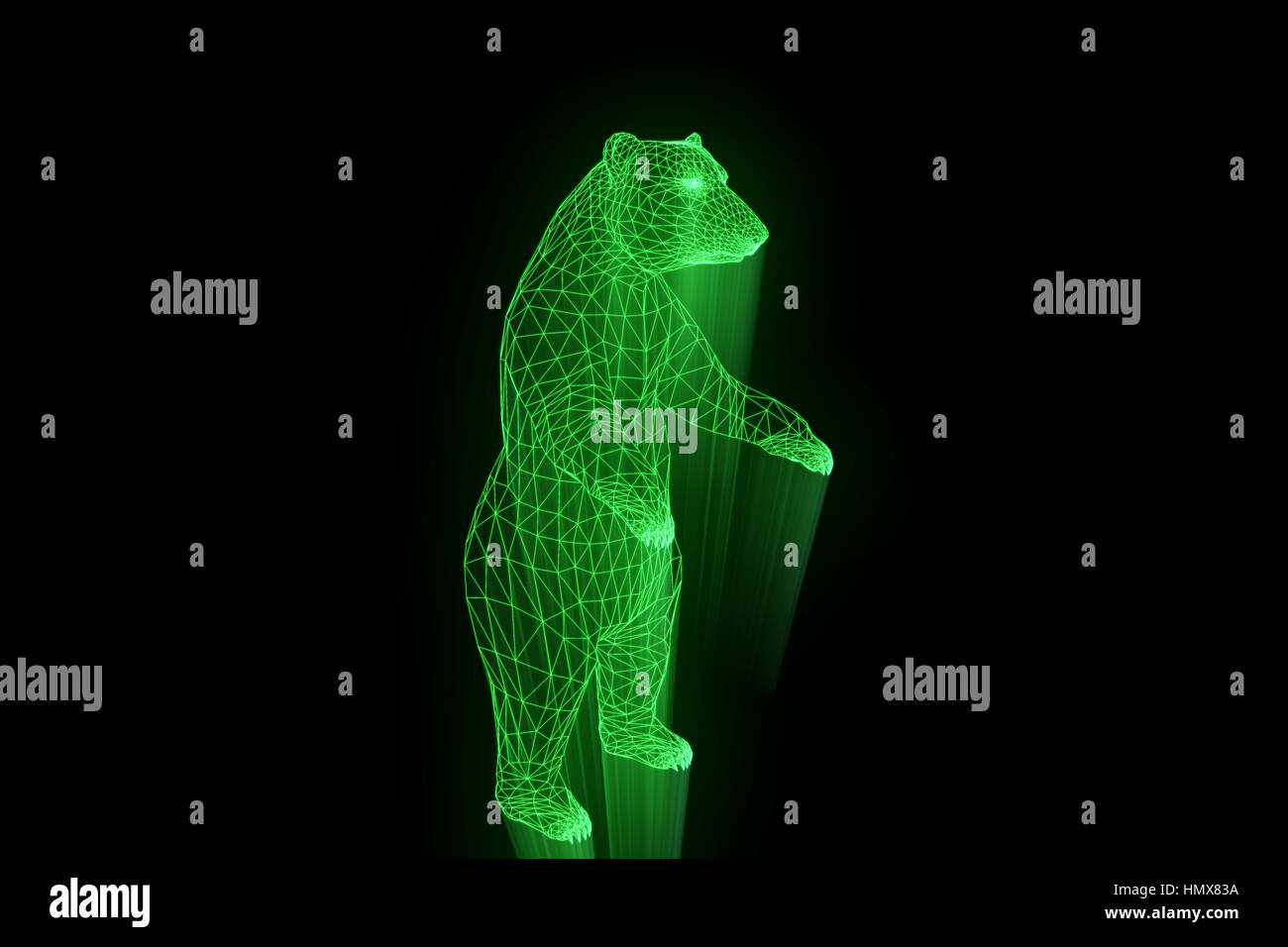 Bear in Hologram Wireframe Style. Nice 3D Rendering Stock Photo - Alamy
