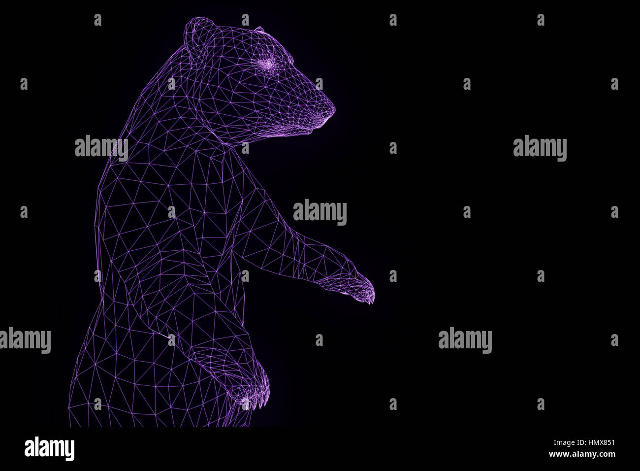 Bear in Hologram Wireframe Style. Nice 3D Rendering Stock Photo - Alamy