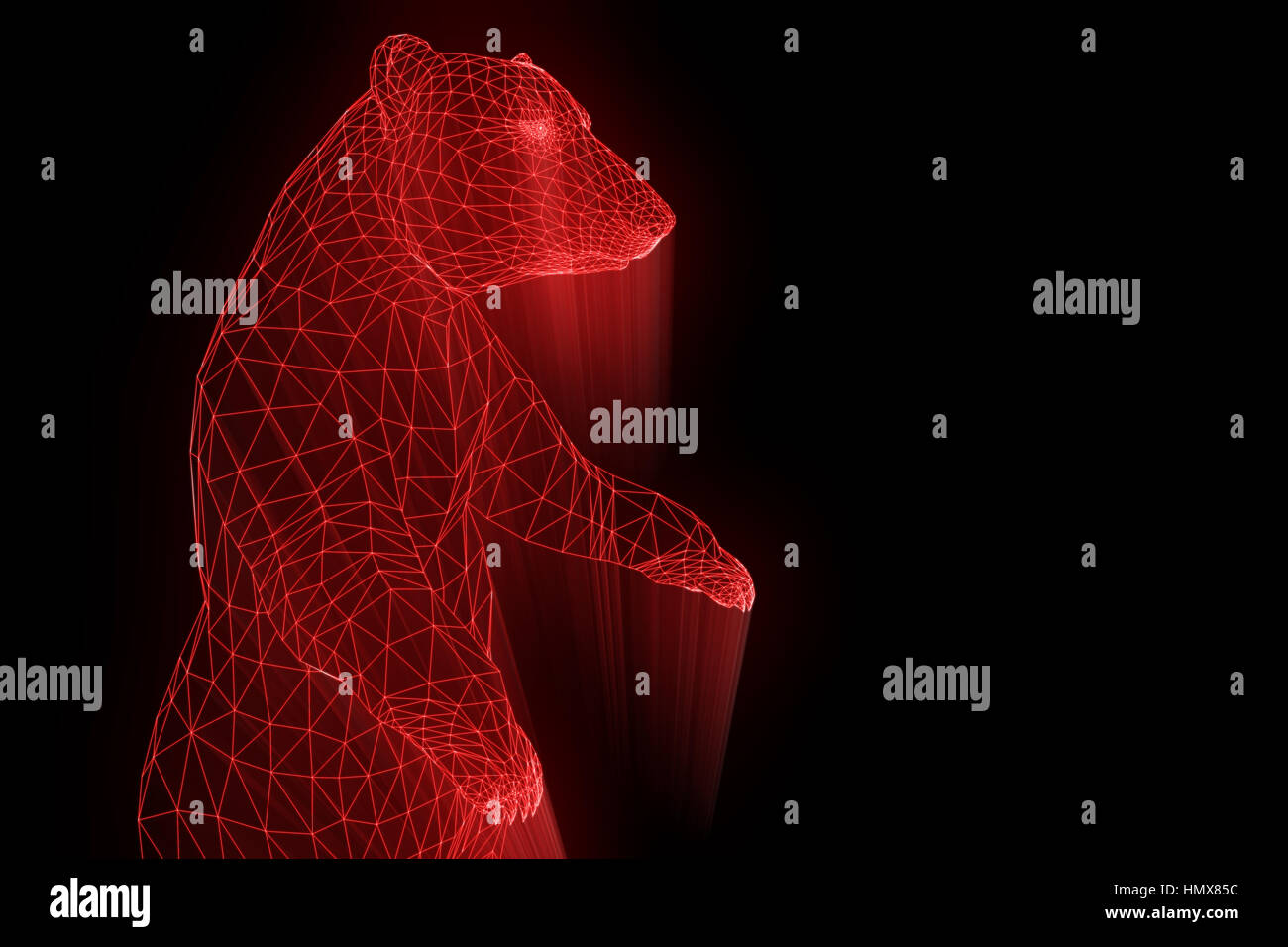 Bear in Hologram Wireframe Style. Nice 3D Rendering Stock Photo - Alamy