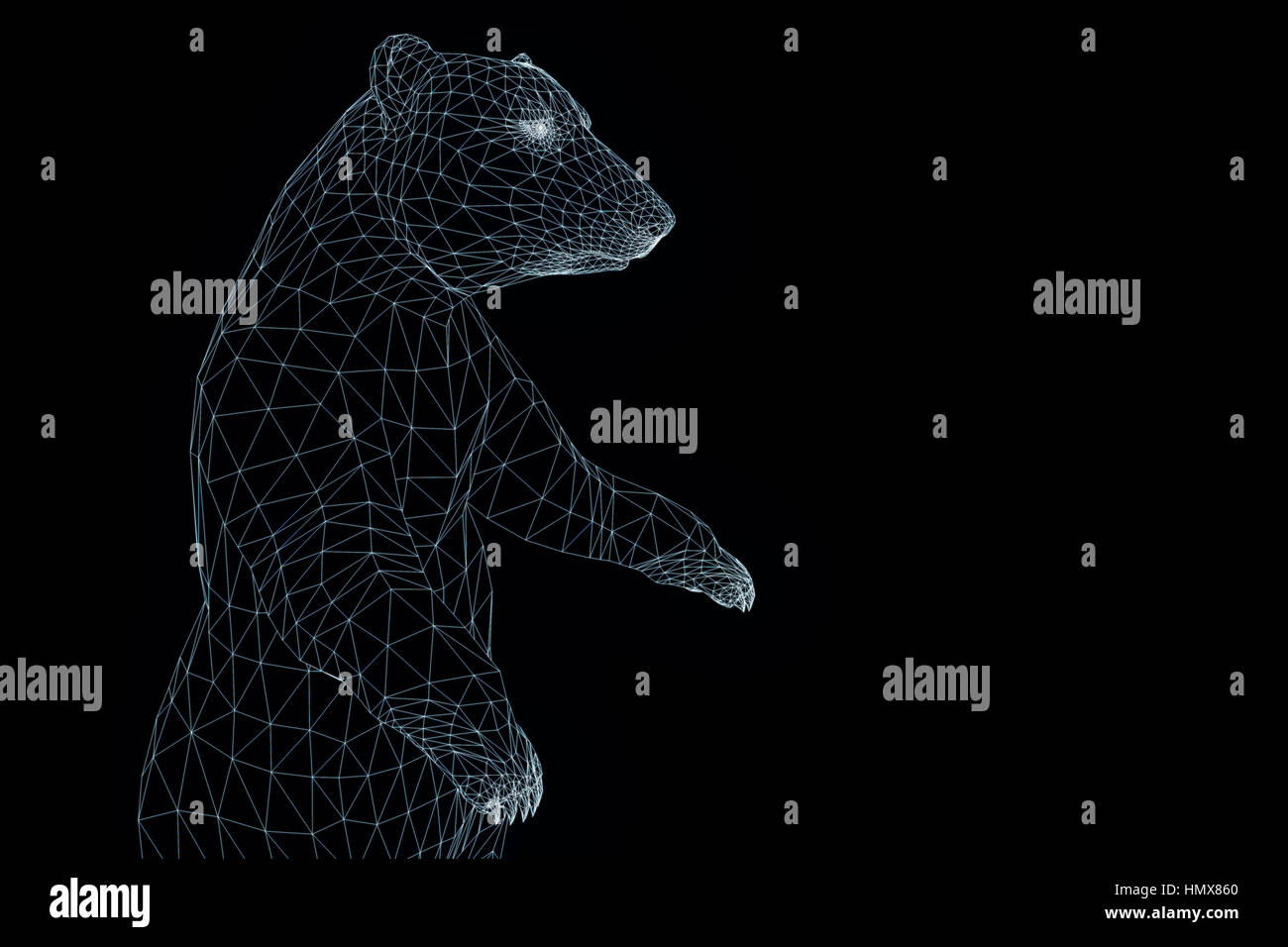 Bear in Hologram Wireframe Style. Nice 3D Rendering Stock Photo - Alamy