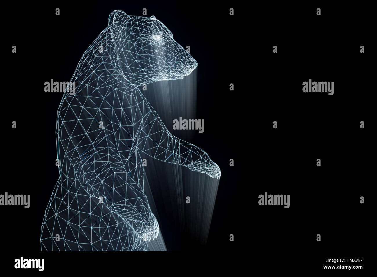 Bear in Hologram Wireframe Style. Nice 3D Rendering Stock Photo - Alamy