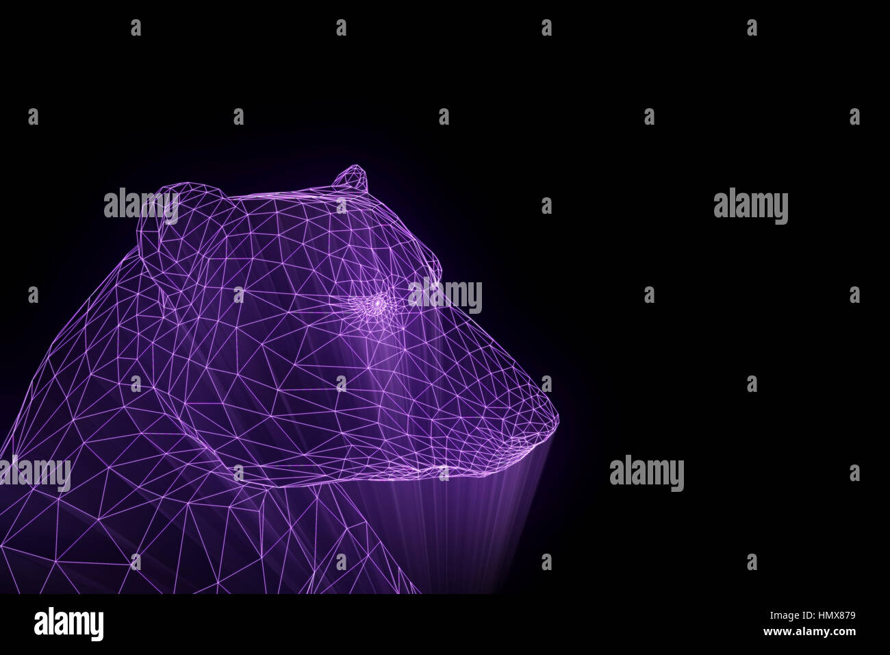 Bear in Hologram Wireframe Style. Nice 3D Rendering Stock Photo - Alamy
