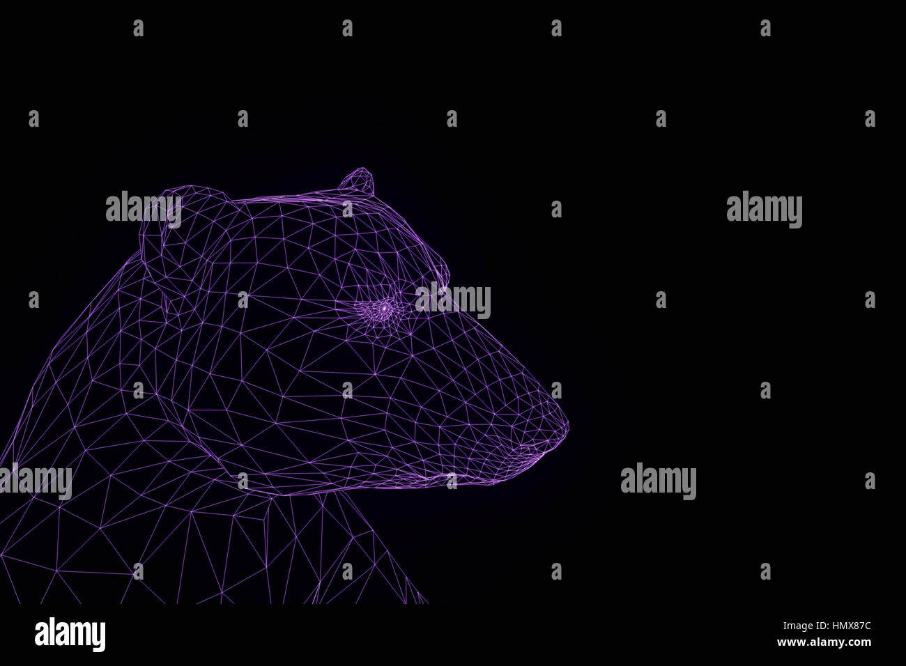 Bear in Hologram Wireframe Style. Nice 3D Rendering Stock Photo - Alamy