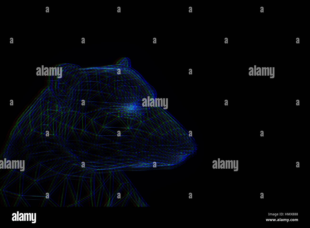 Bear in Hologram Wireframe Style. Nice 3D Rendering Stock Photo - Alamy