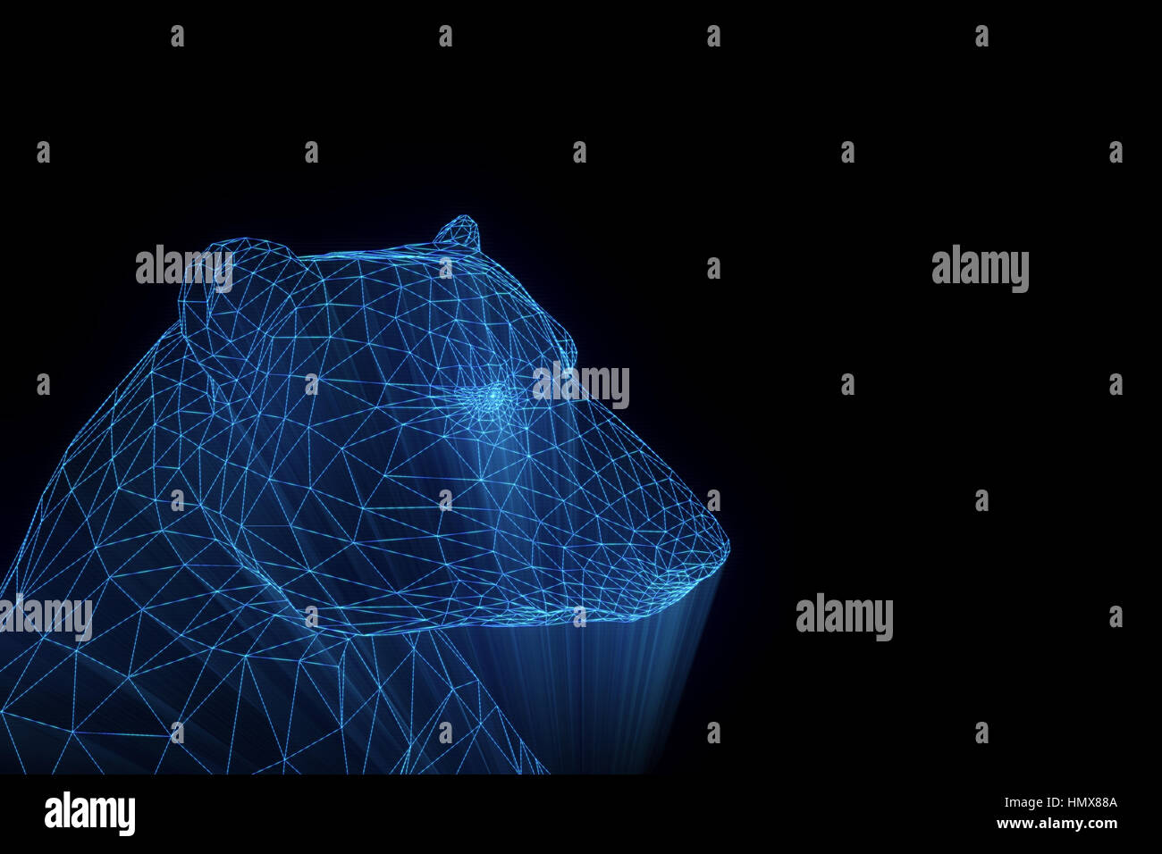 Bear in Hologram Wireframe Style. Nice 3D Rendering Stock Photo - Alamy