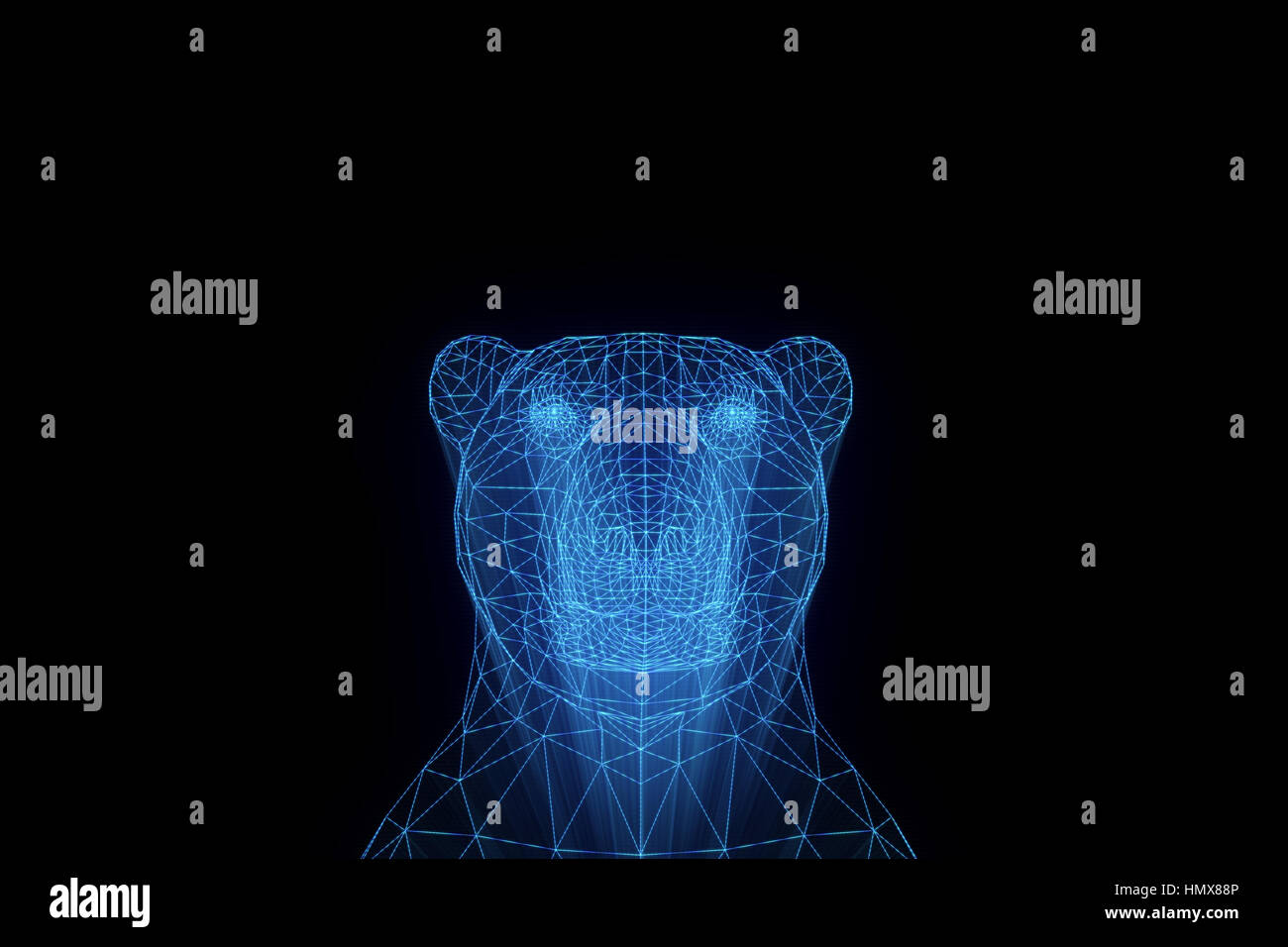 Bear in Hologram Wireframe Style. Nice 3D Rendering Stock Photo - Alamy