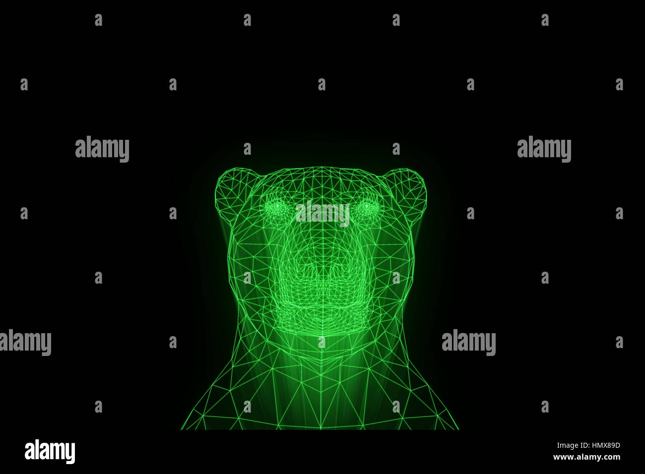 Bear in Hologram Wireframe Style. Nice 3D Rendering Stock Photo - Alamy