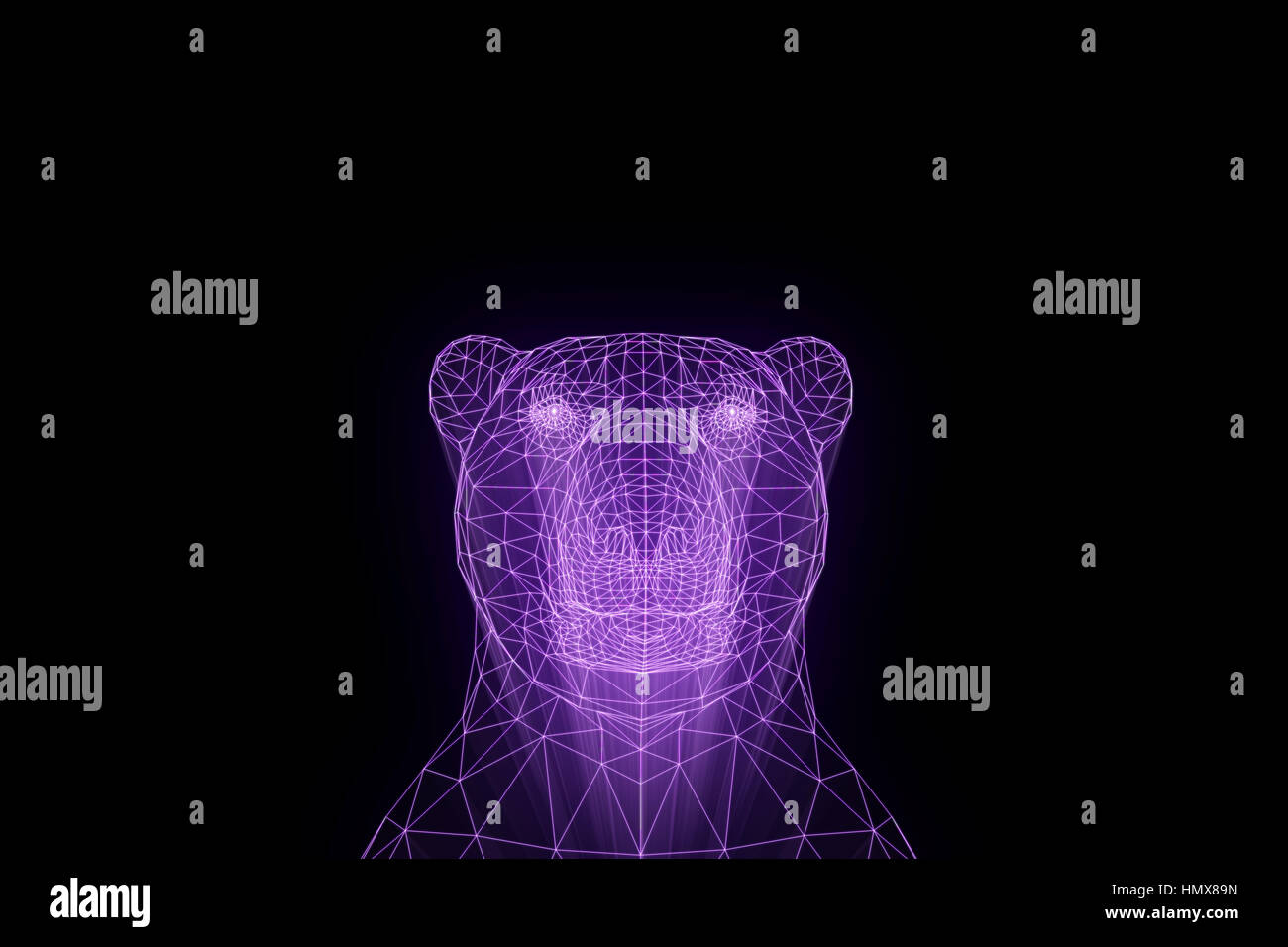 Bear in Hologram Wireframe Style. Nice 3D Rendering Stock Photo - Alamy