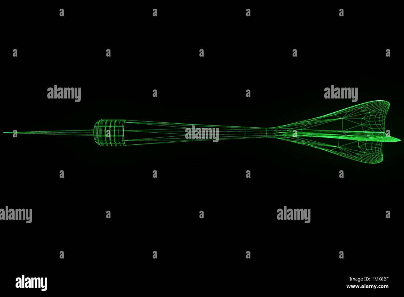 Dart Arrow in Hologram Wireframe Style. Nice 3D Rendering Stock Photo ...