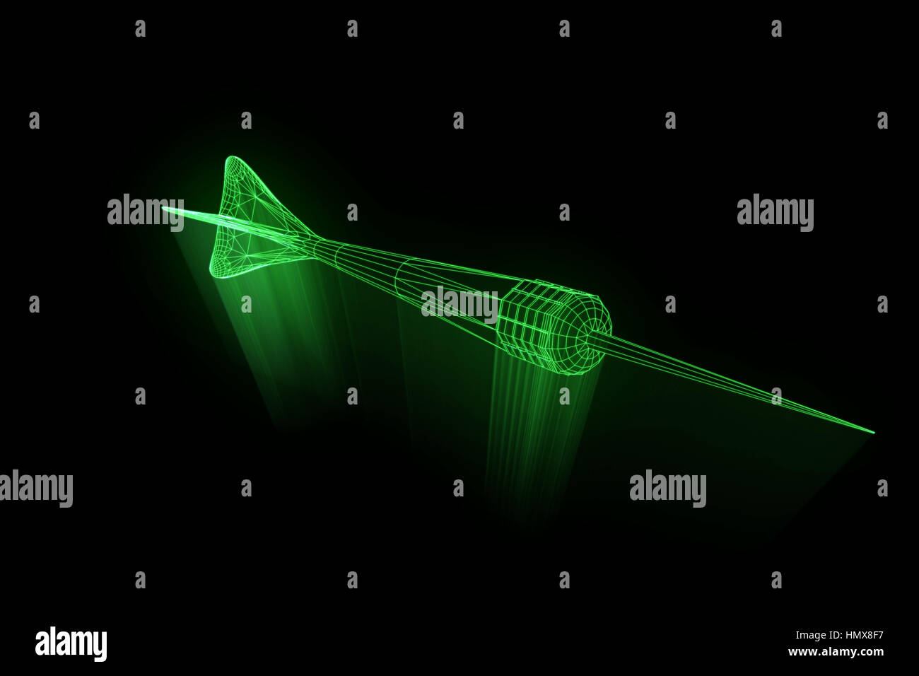 Dart Arrow in Hologram Wireframe Style. Nice 3D Rendering Stock Photo ...