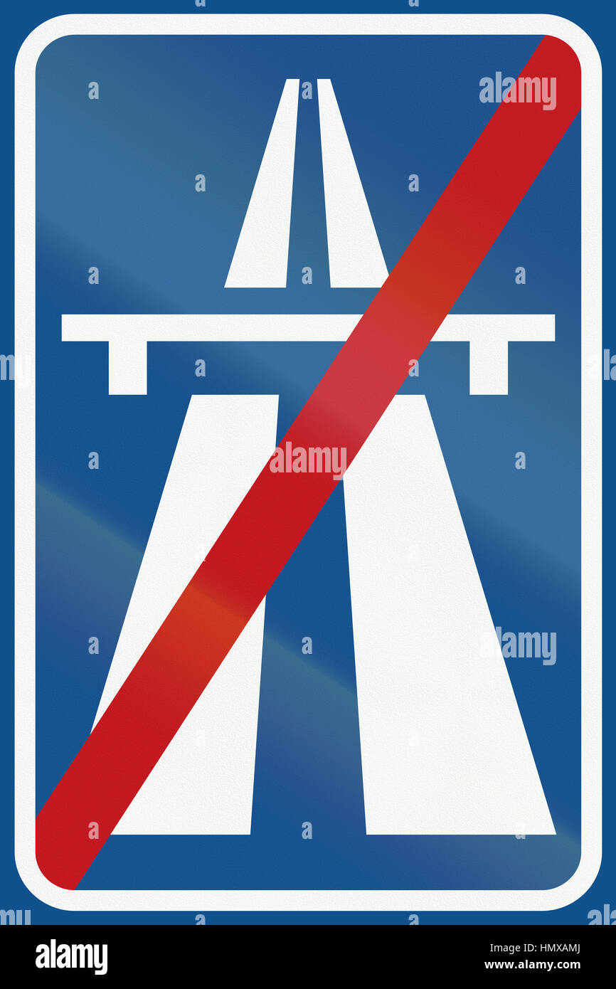 Netherlands road sign G2 - End of motorway Stock Photo - Alamy