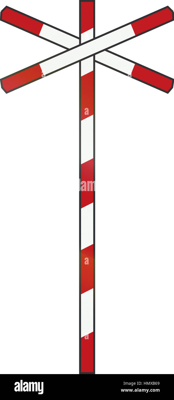 Dutch road sign - Level crossing with single track Stock Photo - Alamy