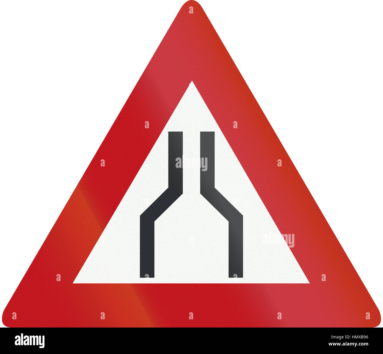 Road narrows on both sides warning sign hi-res stock photography and ...