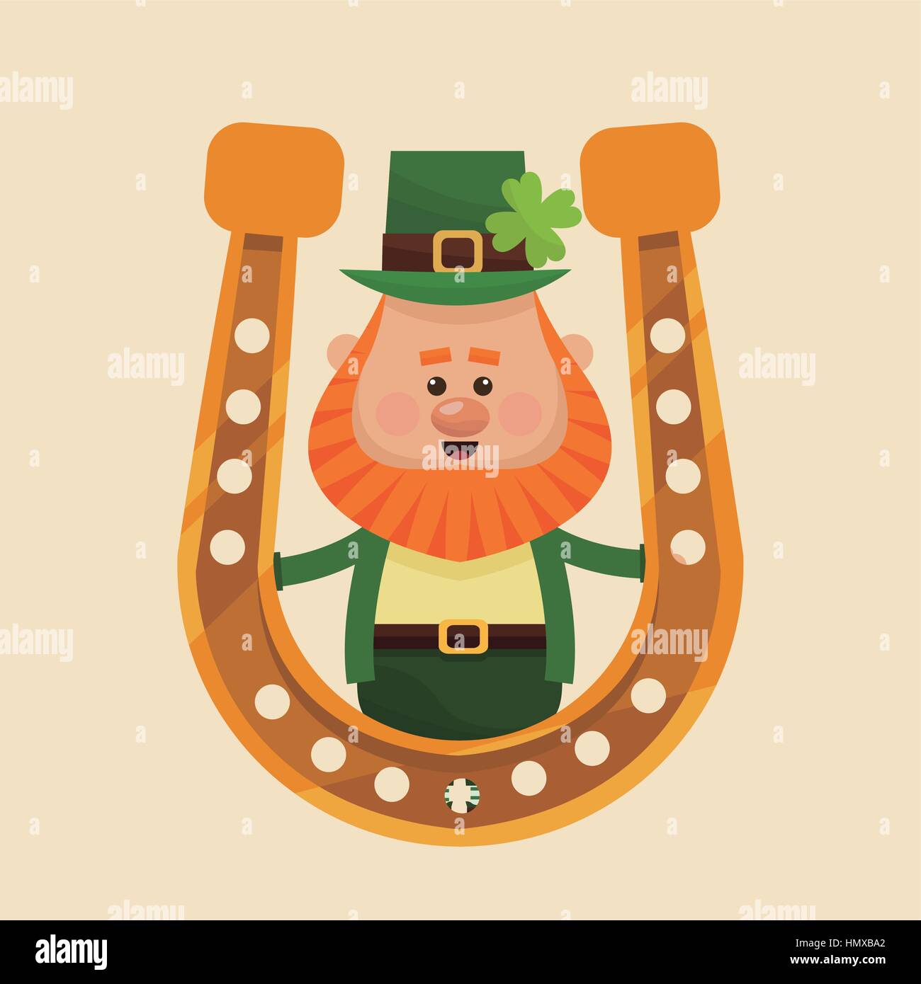 leprechaun with horseshoe gold symbol Stock Vector Image & Art - Alamy