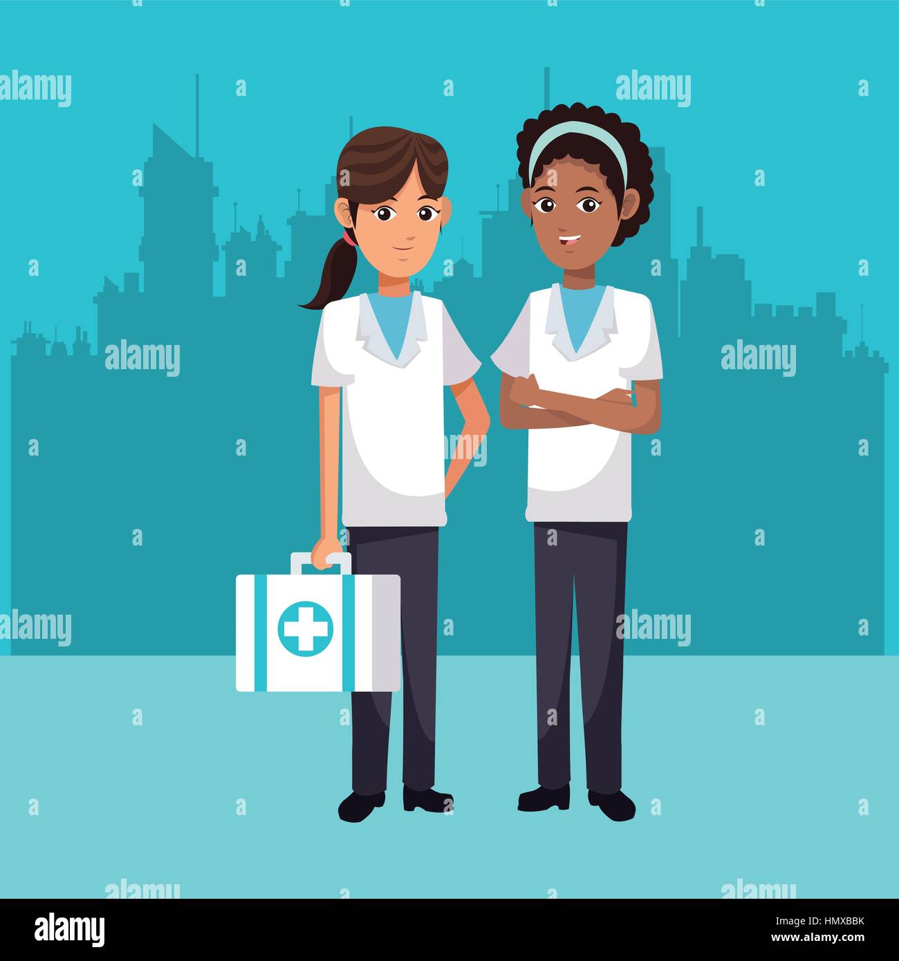 women medical health medicine urban background Stock Vector Image & Art ...