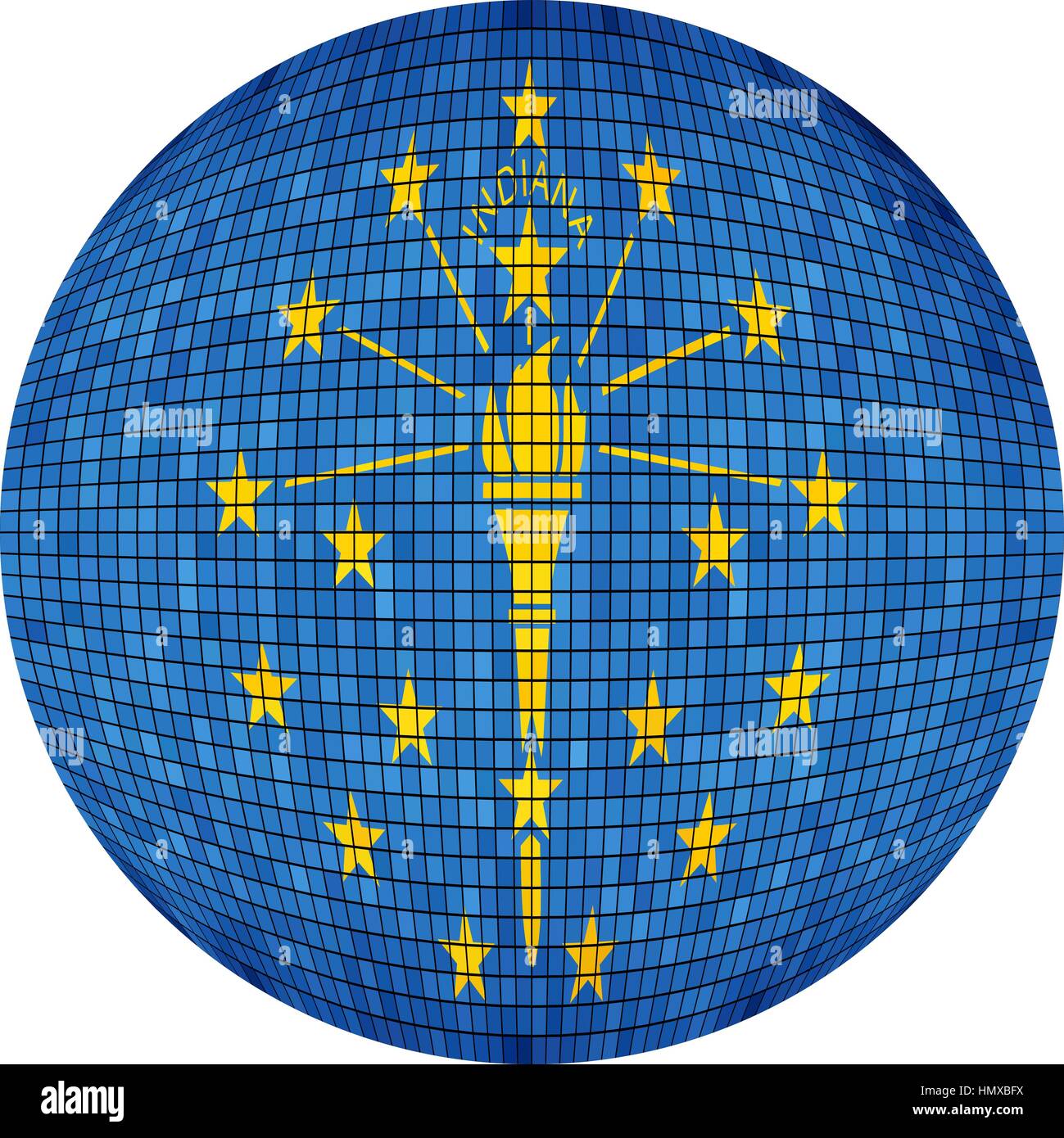 Ball with Indiana flag - Illustration, Indiana flag sphere in mosaic ...