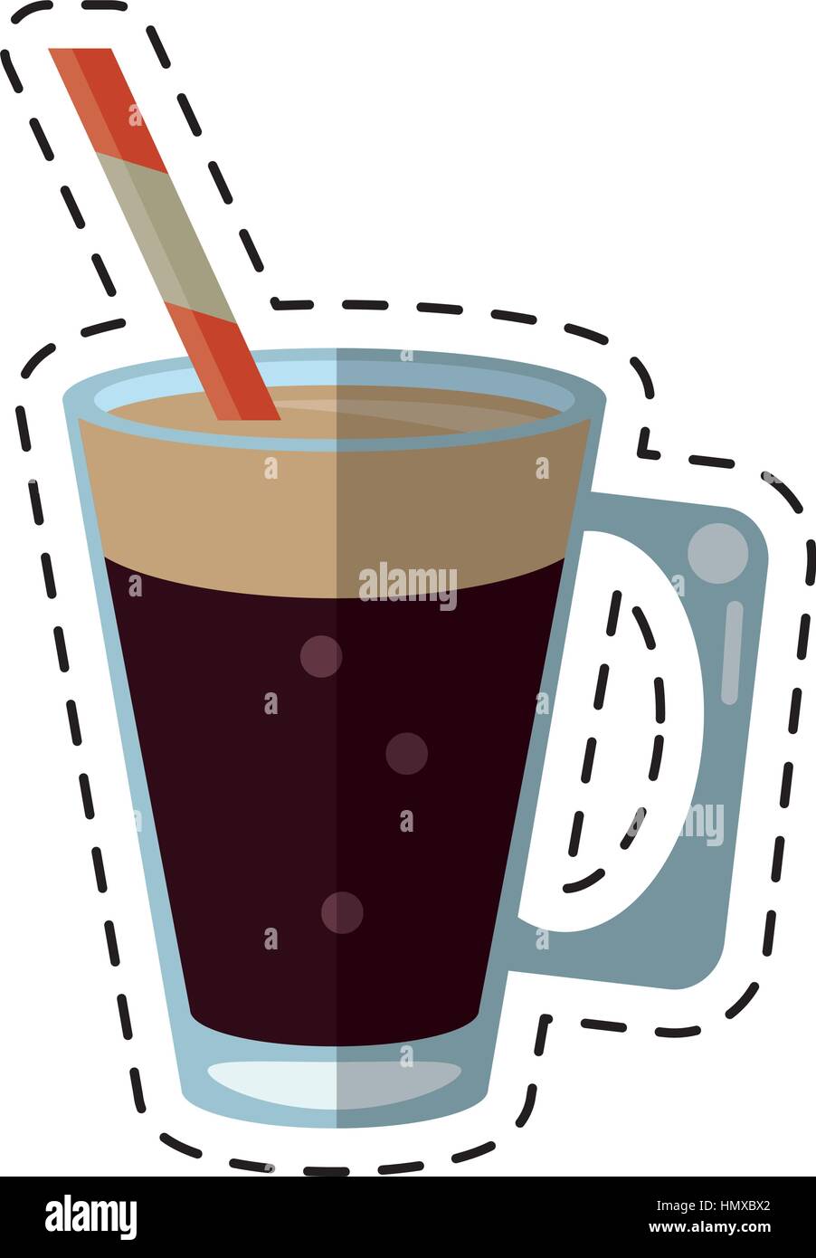 mocca coffee cup cream straw drink - dot line Stock Vector Image & Art ...