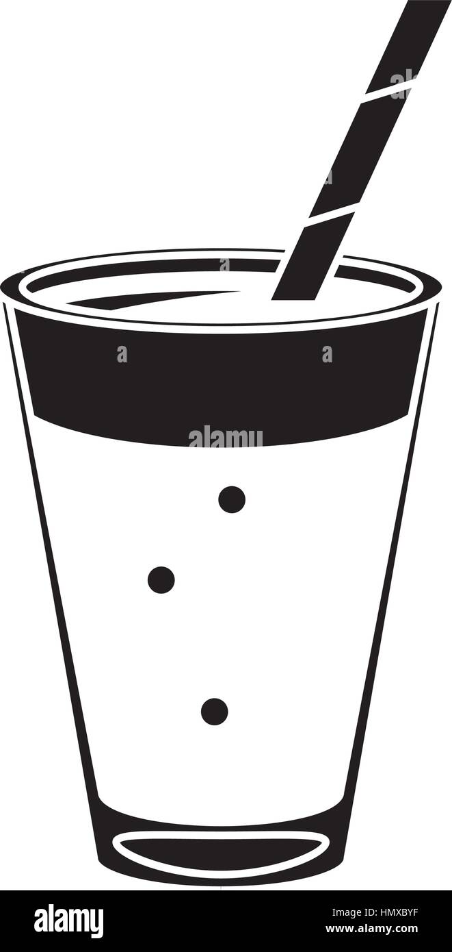 mocca coffee cup cream straw drink pictogram Stock Vector Image & Art ...