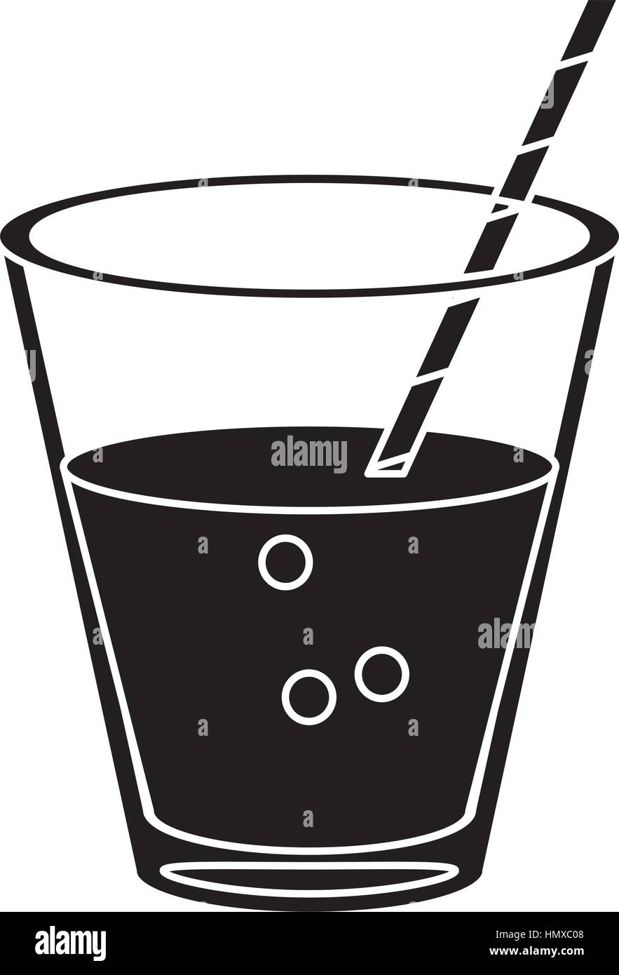 glass cup fresh drink with straw pictogram Stock Vector Image & Art - Alamy