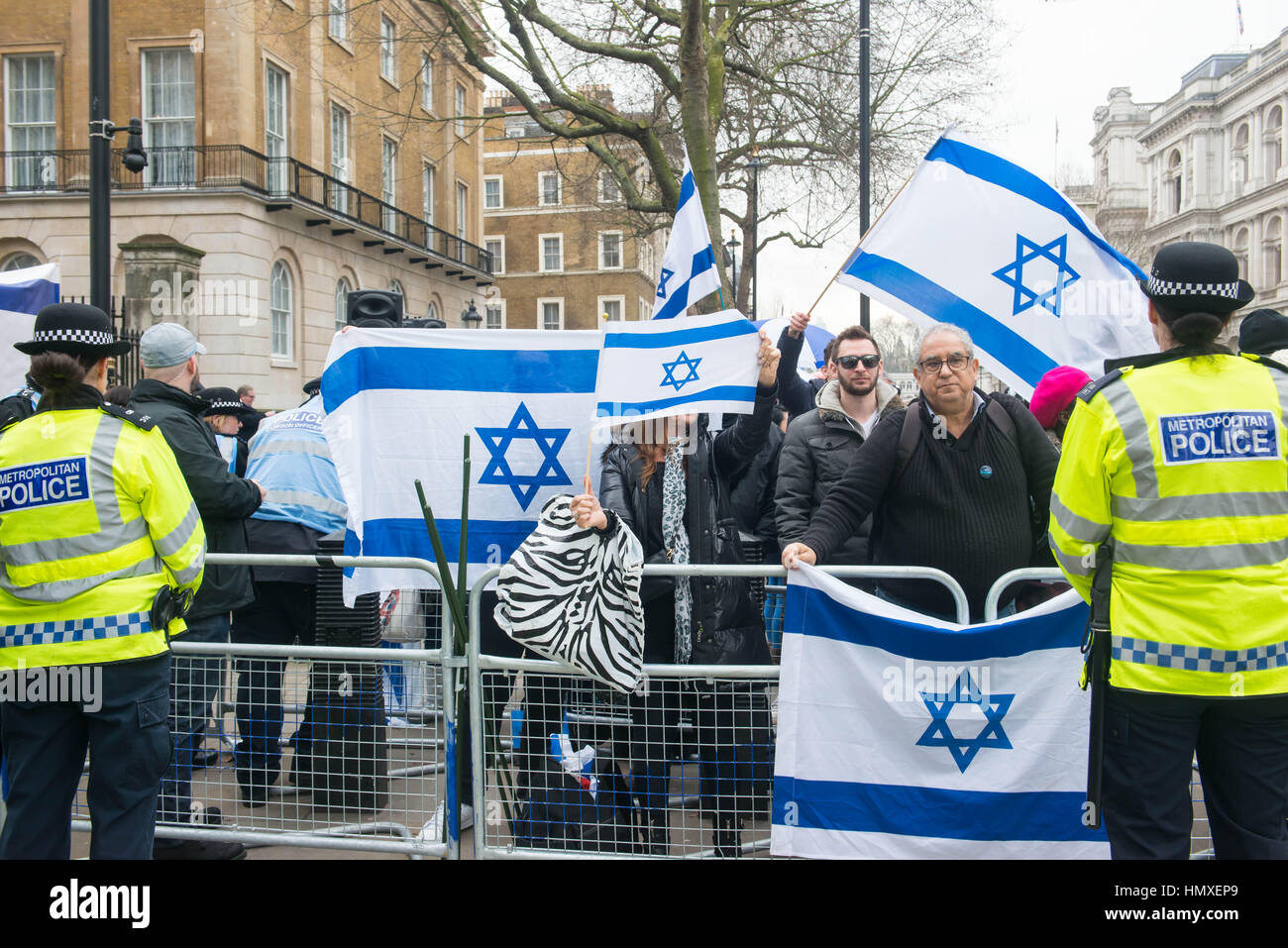 London England. 6th February 2017 Pro and anti-Israel demonstrations ...