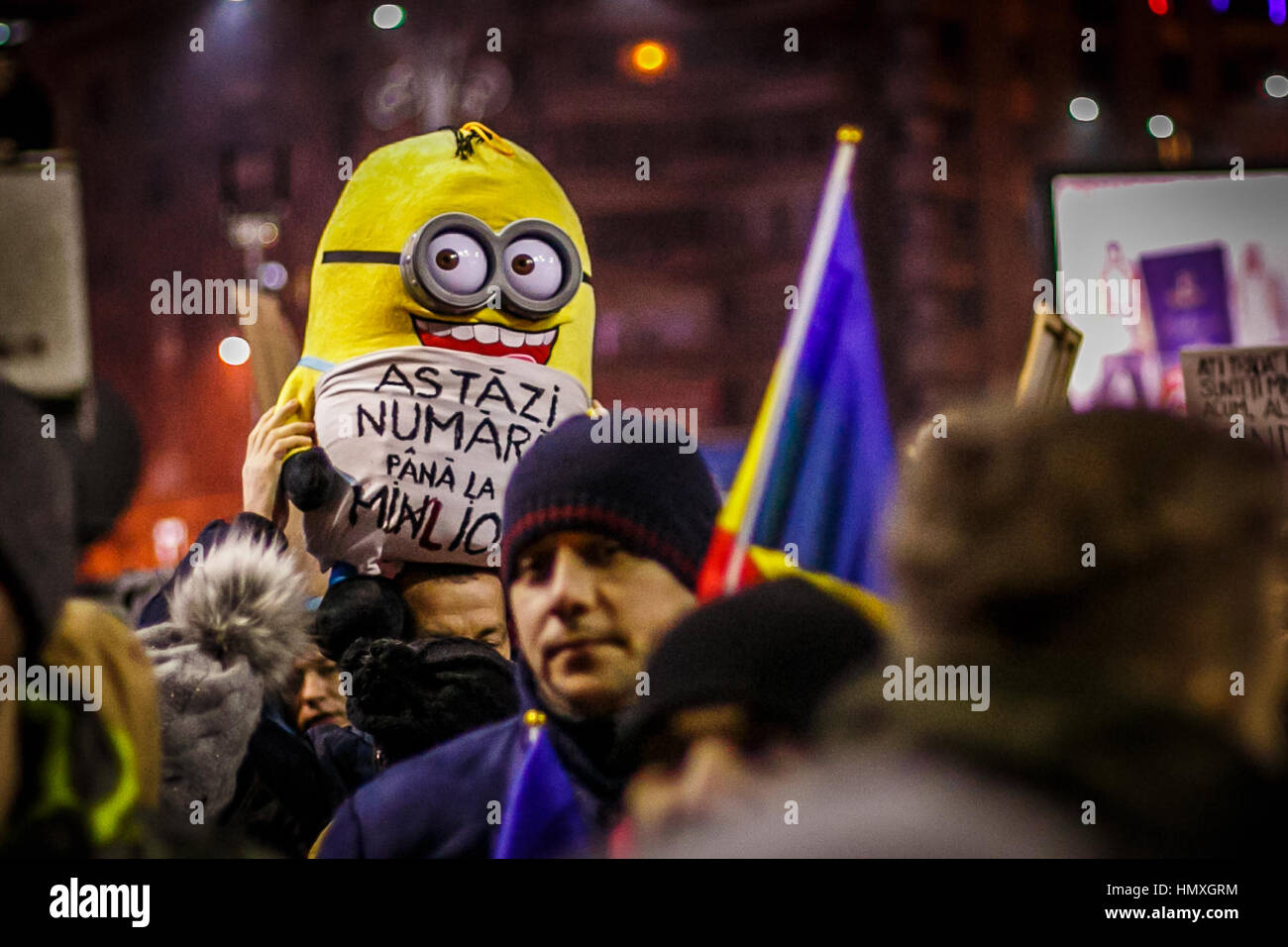 Bucharest, Romania. 5th February, 2017. Government protest in Bucharest ...