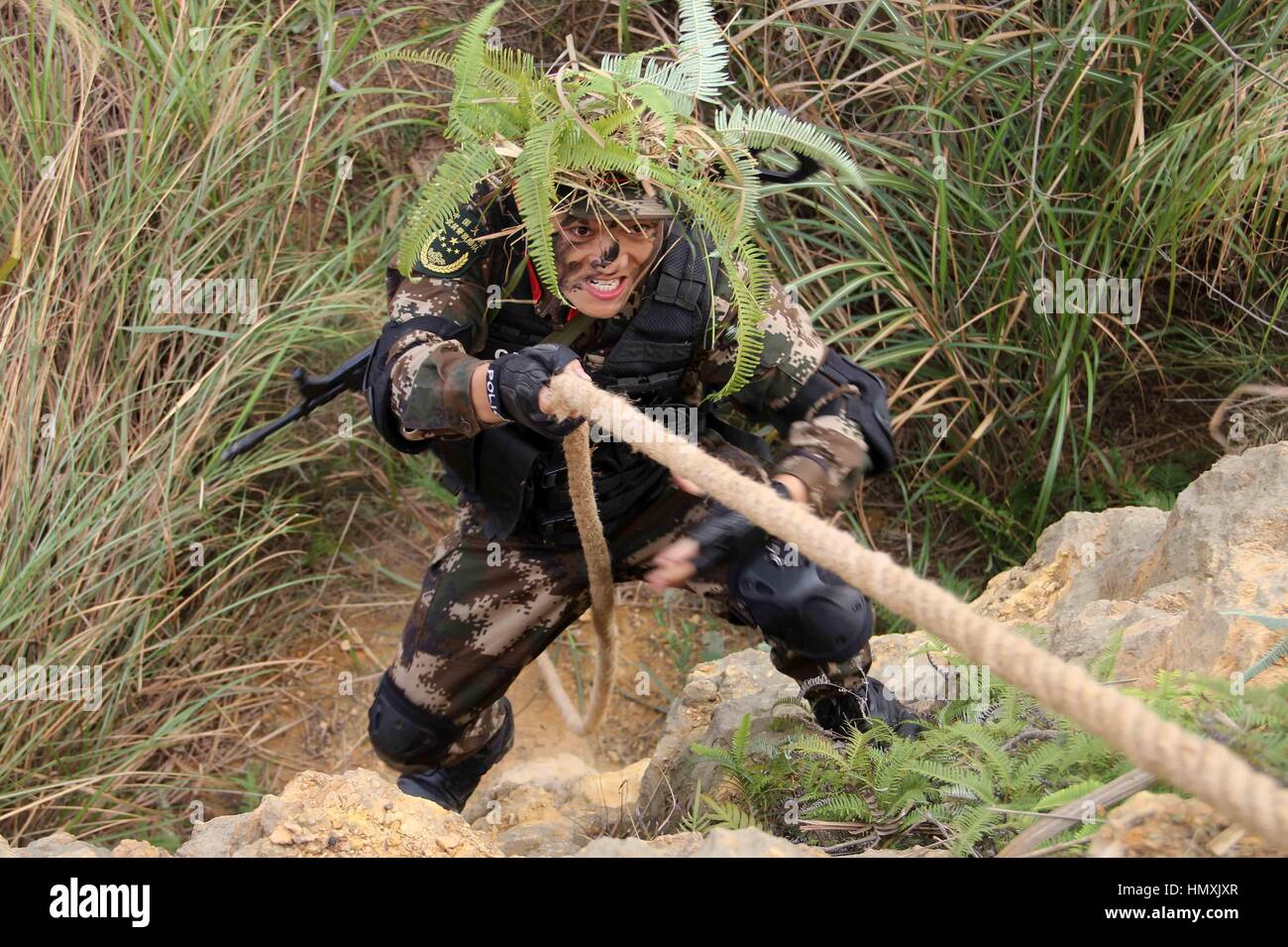 Nanning, China. 6th Feb, 2017. Soldiers receive strict military ...